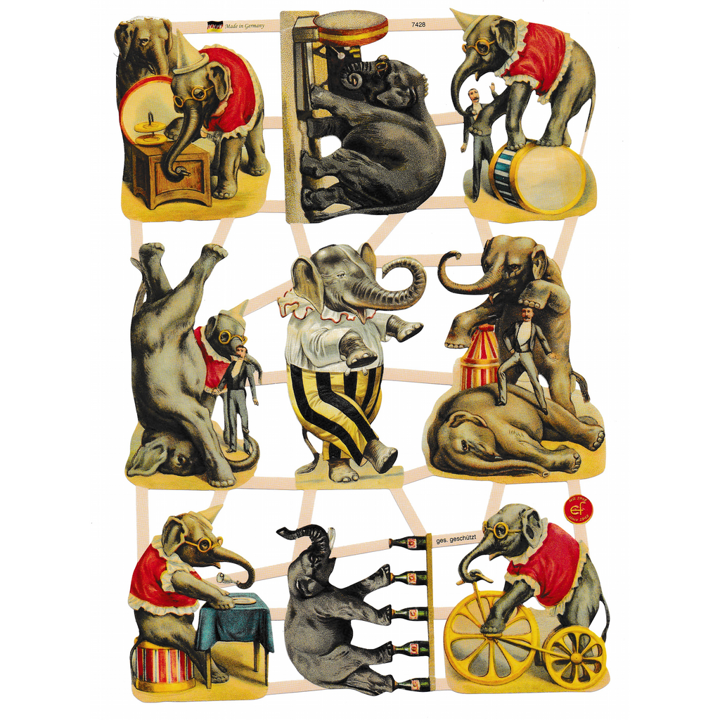 Vintage Lithography Sheet Circus Elephants | 123 - Meissa print