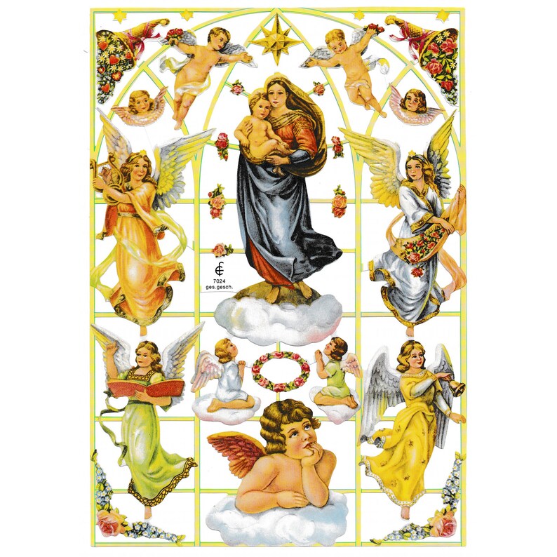 Vintage Lithography Sheet Angels Saints | 105 - meissa print