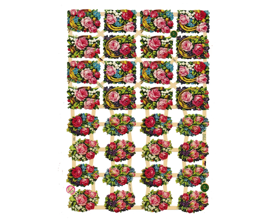 German Paper Scrap Flower Bouquets | 308 - Meissa print